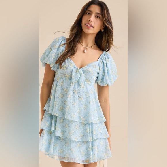 Altar'd State | Dresses | Altard State Light Blue Floral Mini Dress ...